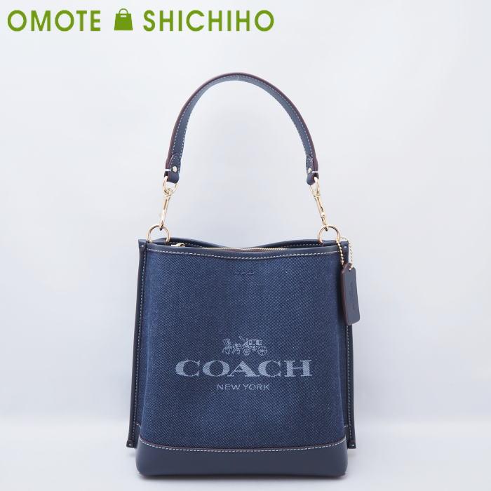 COACH コーチ モリー 2way バケット22 ハンドバッグ ショルダーバッグ デニム スムースレザー インディゴブルー CH224 未 ...