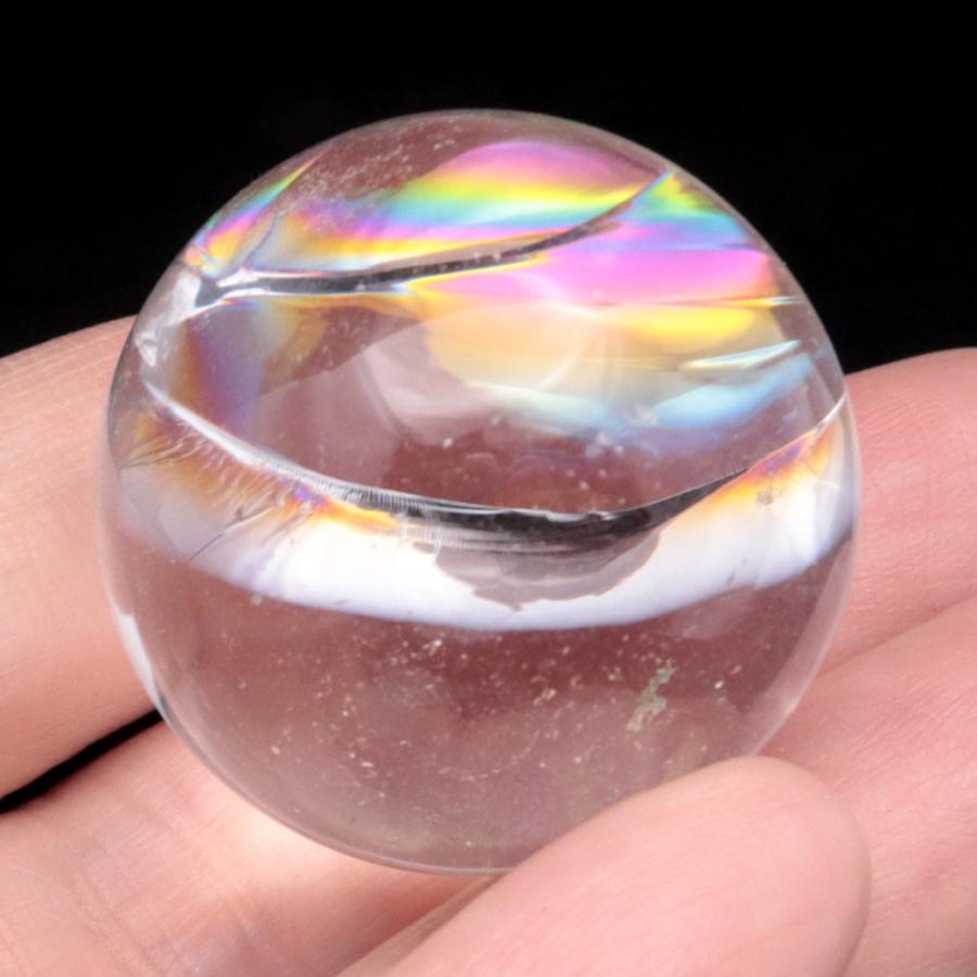 虹入り水晶 丸玉 台座付き AA 直径 28mm アイリスクォーツ ブラジル産 天然石 パワーストーン 1点もの Iris quartz 父の日 ギフト プレゼント : ONE.ONE ...