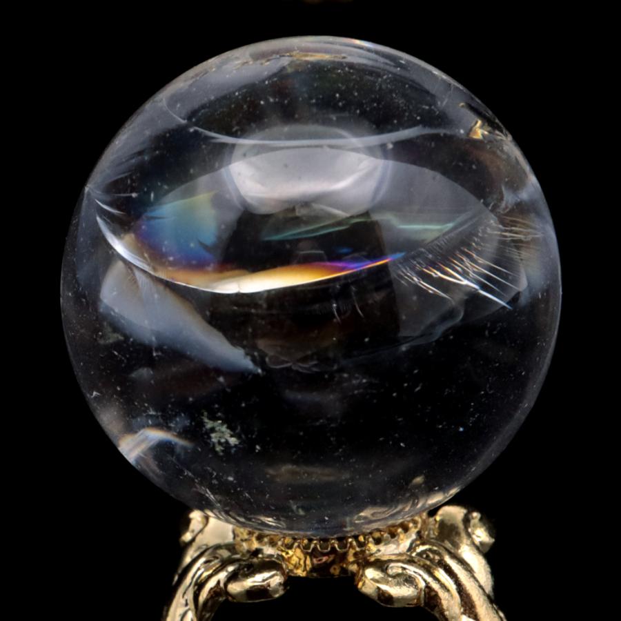 ブランド登録なし 虹入り水晶 丸玉 台座付き AA 直径 28mm アイリスクォーツ ブラジル産 天然石 パワーストーン 1点もの Iris quartz 父の日 ギフト プレゼント ...