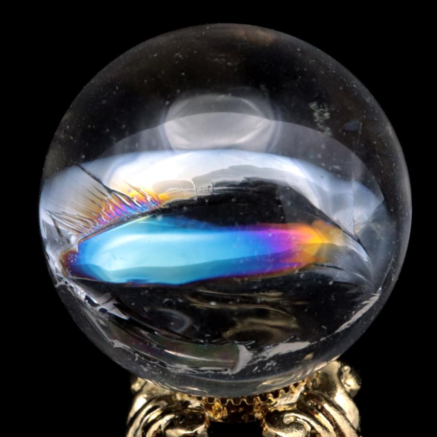 虹入り水晶 丸玉 台座付き AA 直径 28mm アイリスクォーツ ブラジル産 天然石 パワーストーン 1点もの Iris quartz 父の日 ギフト プレゼント : ONE.ONE ...