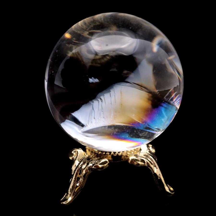 虹入り水晶 丸玉 台座付き AA 直径 28mm アイリスクォーツ ブラジル産 天然石 パワーストーン 1点もの Iris quartz 父の日 ギフト プレゼント : ONE.ONE ...