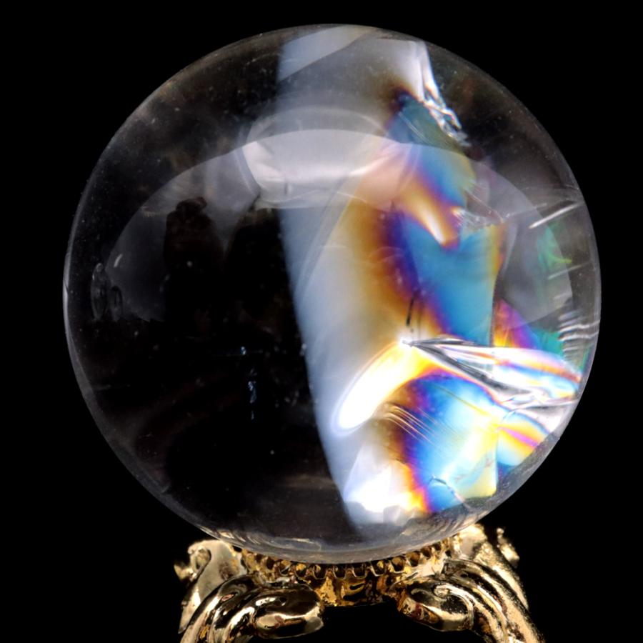 虹入り水晶 丸玉 台座付き AA 直径 28mm アイリスクォーツ ブラジル産 天然石 パワーストーン 1点もの Iris quartz 父の日 ギフト プレゼント : ONE.ONE ...