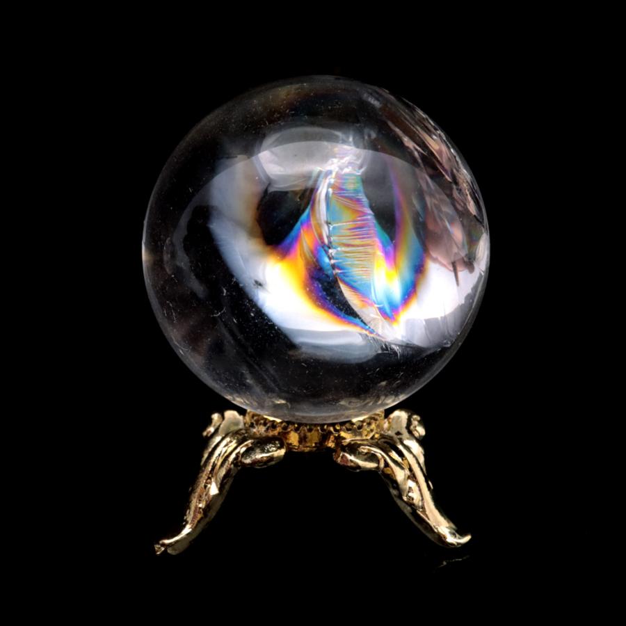 虹入り水晶 丸玉 台座付き AA 直径 28mm アイリスクォーツ ブラジル産 天然石 パワーストーン 1点もの Iris quartz 父の日 ギフト プレゼント : ONE.ONE ...