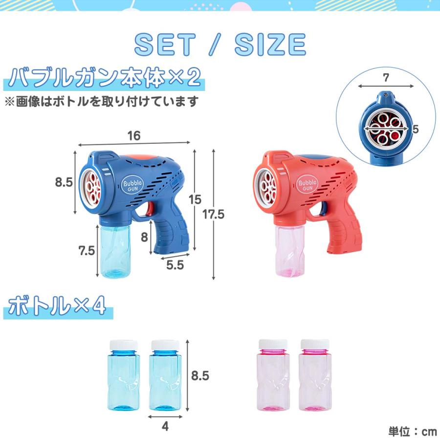 RiZKiZ 1年保証 しゃぼん玉 電動バズーカ 2個セット バブルガン 連続噴射 ライト付き おもちゃ 子供 電池式 自動 道具 泡 誕生日 プレゼント 屋外 製造 送料無料 ...