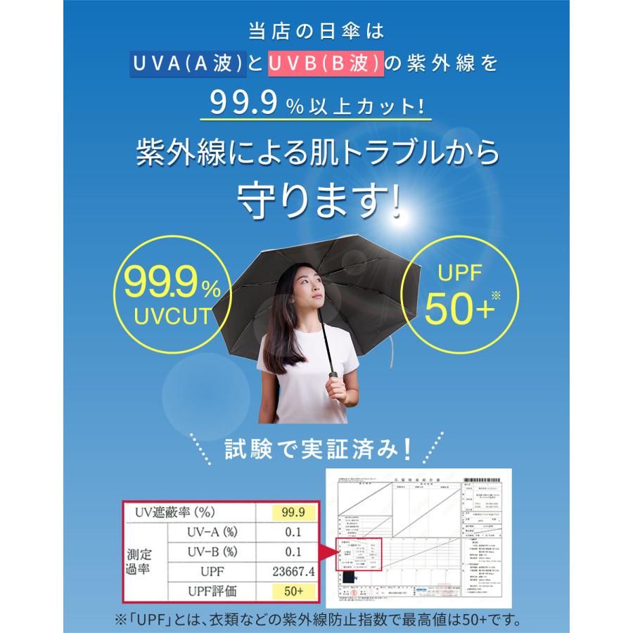 1年保証 日傘 完全遮光 遮熱 大きい 折りたたみ 軽量 晴雨兼用 UVカット 55cm 頑丈 折れにくい 超撥水 230g 直径98cm メンズ レディース 折り畳み 雨傘 送料無料 ...