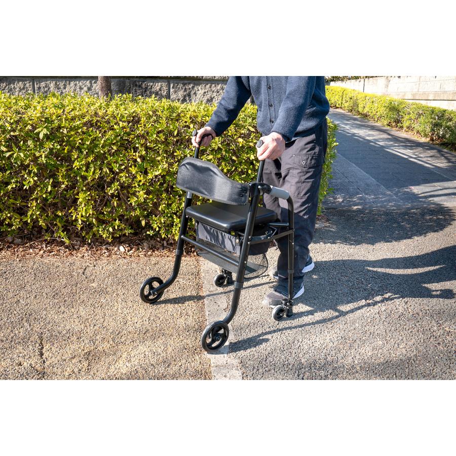 ワンモード歩行補助器 アルミフレーム 軽量コンパクト折りたたみ収納 約6.4kg 座れる介護用 高齢者用 RE464L : コロリエYahoo!店 - 通販 - Yahoo!ショッピング