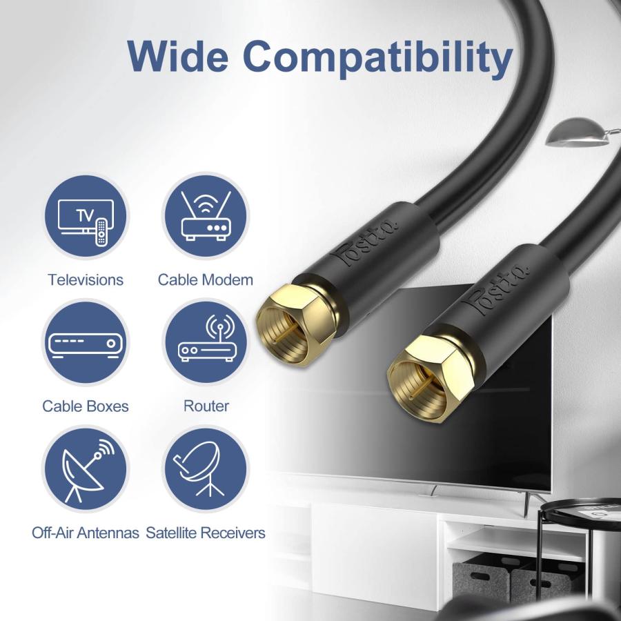 Postta アンテナケーブル 30M 同軸ケーブル S-5C-FB（RG6) 4K8K 地デジ・BS・CS・CATV放送対応 金メッキプラグ F型プ : ワントゥデイ - 通販 ...