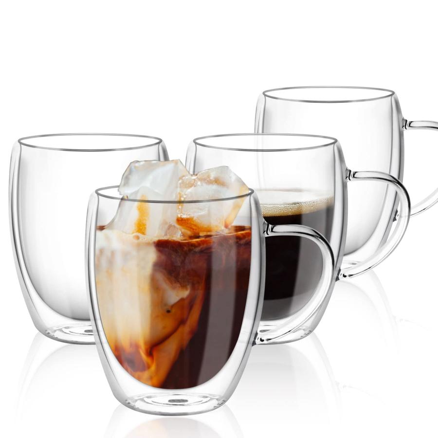 TeamSky ダブルウォール グラス 350ml 4個セット 耐熱 コーヒーグラス 二重構造 コップ 保温 保冷 透明 断熱 結露し : ワントゥデイ - 通販 - Yahoo!ショッピング