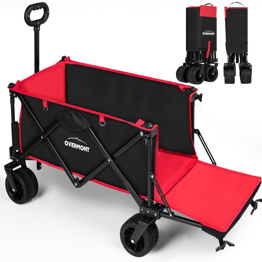 Overmont キャリーカート アウトドアワゴン 150L 大容量 耐荷重約120kg 4輪 特大 キャンプカート ストッパー付 後 : ワントゥデイ - 通販 - Yahoo!ショッピング