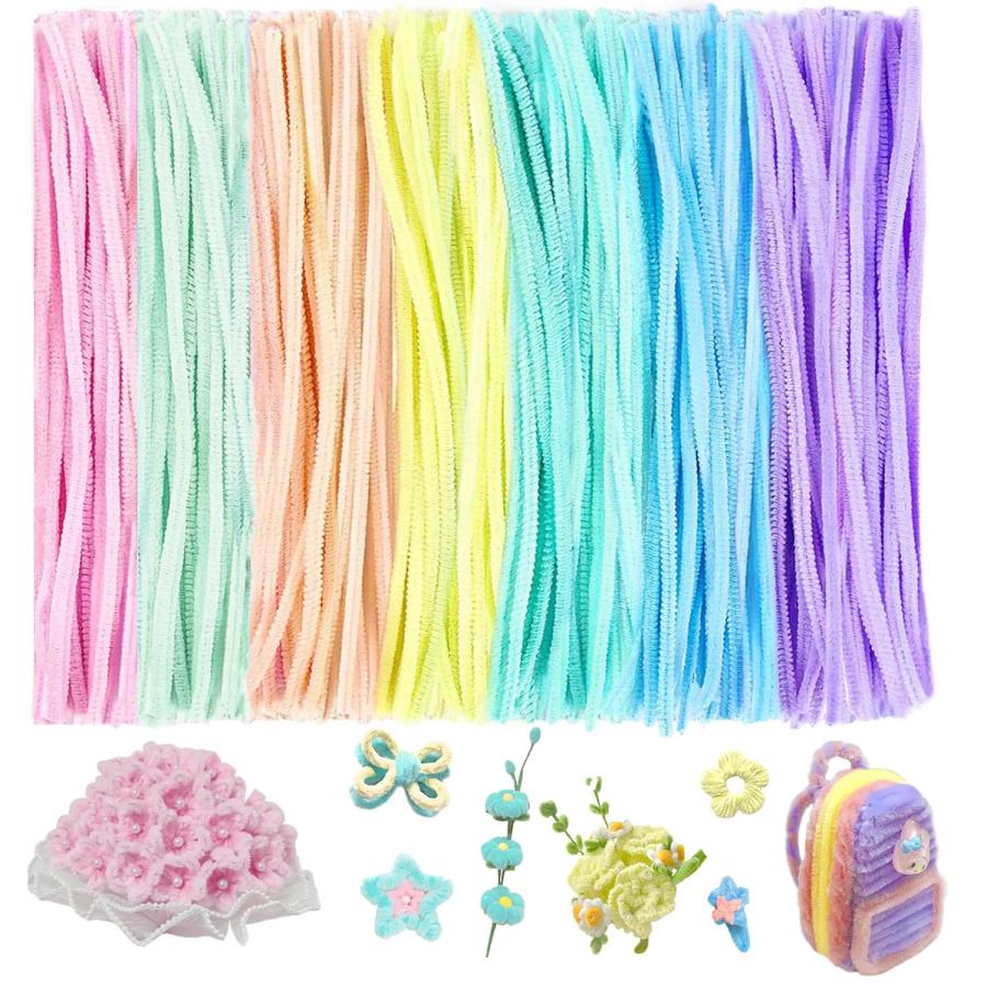 LIKENNY 手芸モール 工作モール 7色混色200本 カラフル シェニール・スティック 骨格モール クリスマスツリー飾り DIY飾り物 子供知育玩 : s-b0d1r62d69 ...