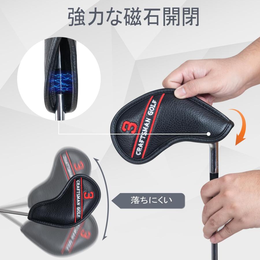 ゴルフアイアンカバー マグネット ウェッジカバー クラブヘッドカバー セット カラフル数字 12個入り(3〜9、Pw、Aw、Sw、Lw*2) ブラック : ワントゥデイ - 通販 ...