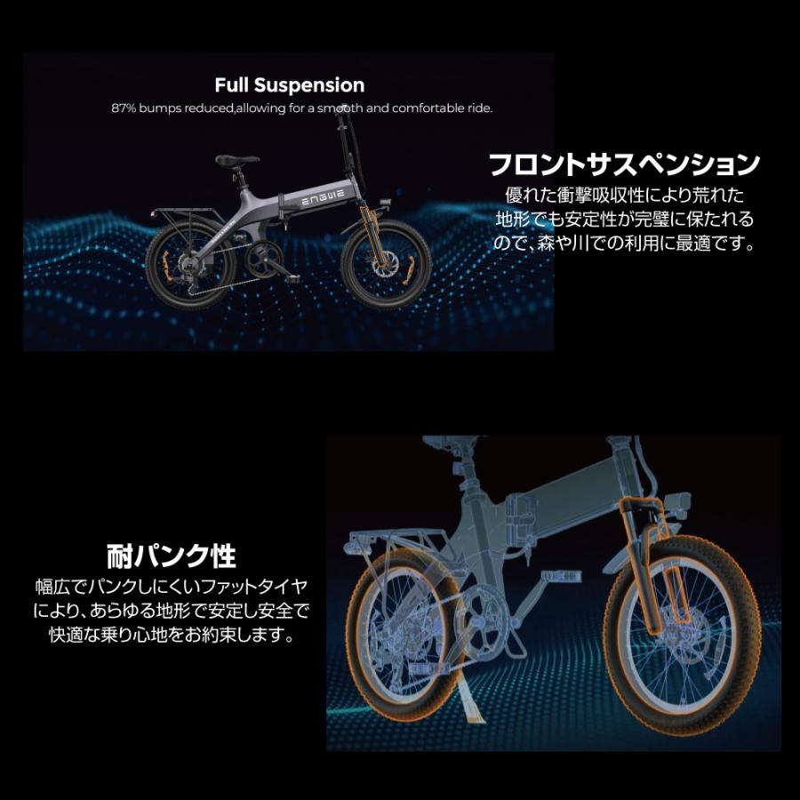 電動自転車 折りたたみ 最長150km走行可能 ENGWE C20 PRO E-BIKE 電動アシスト自転車 ファットバイク 20×3.0インチ 電気自転車 5段階アシスト 7段変速 : 良品 ...