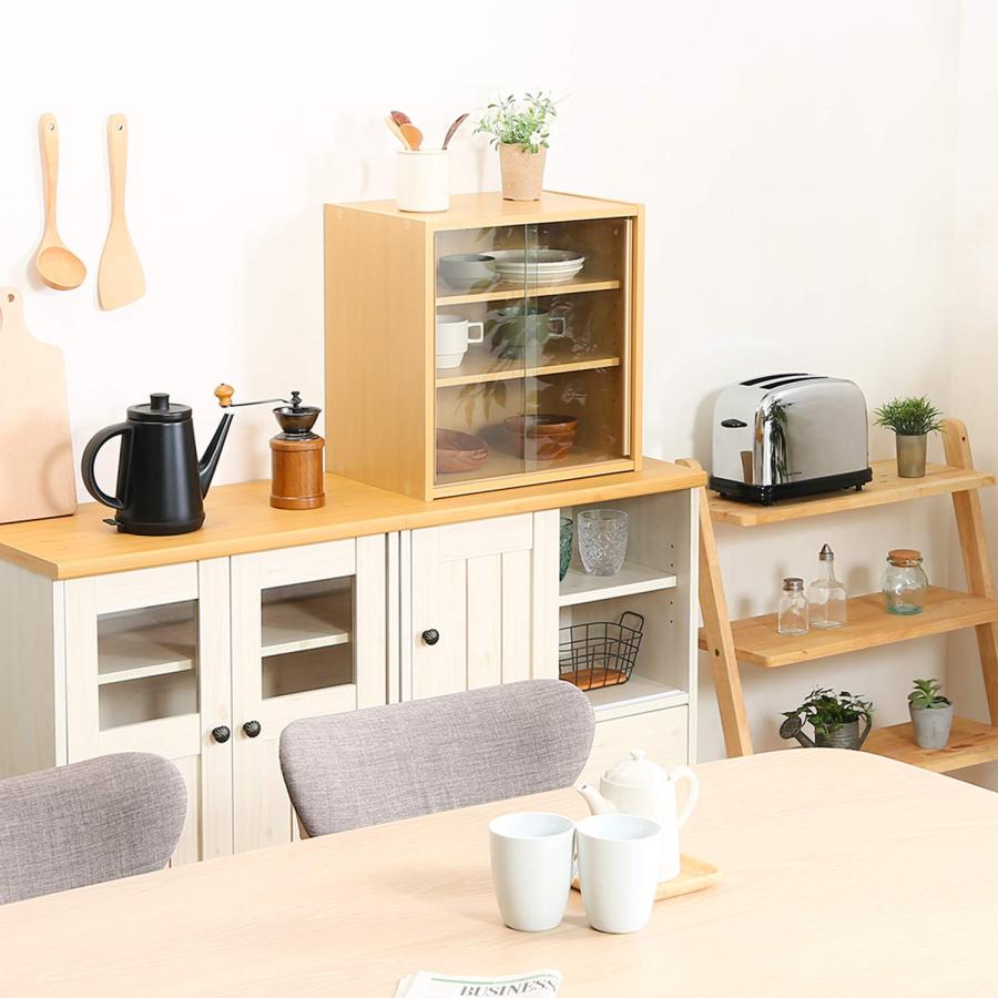 不二貿易 食器棚 キッチン収納 幅43×奥行29×高さ44cm ナチュラル ガラス扉 可動棚 組立品 81908 送料無料 : オンラインクオリティーマート2 - 通販 - Yahoo!ショッピング