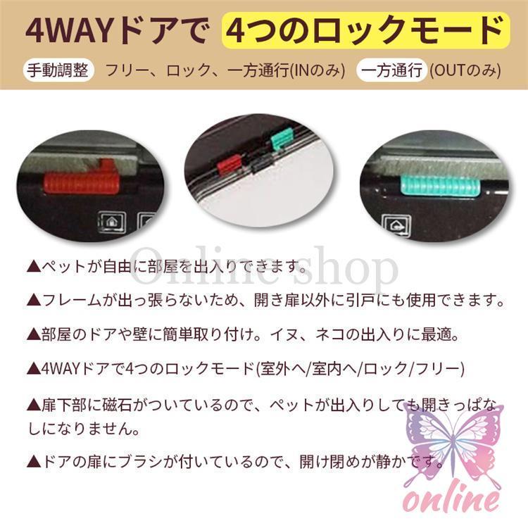 ペットドア 4WAY 小型 犬 猫 ペット出入り口 ドア 勝手口 扉 冷暖房対策 開閉自由 ロック機能 4モード設定 : オンラインショップナナ - 通販 - Yahoo!ショッピング