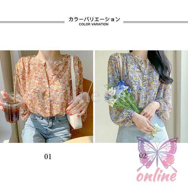 シフォンブラウス 花柄 レディース 長袖ブラウス 春 ブラウス シフォンブラウス 花柄 レディース 長袖ブラウス 春 ブラウス