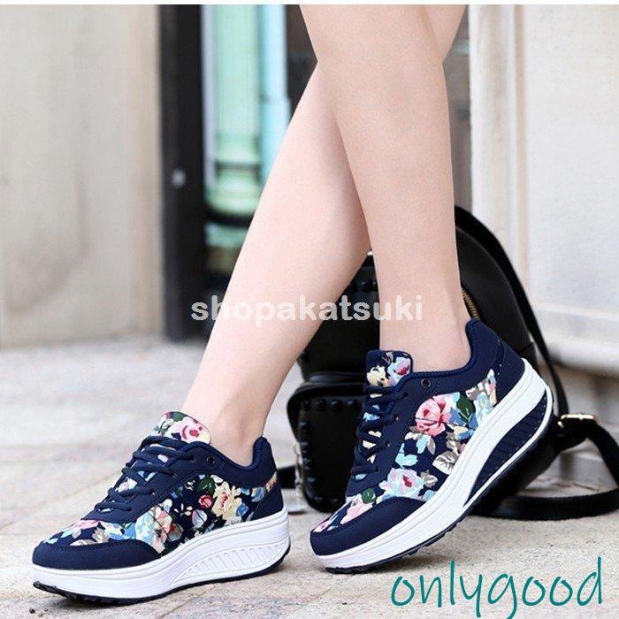 スニーカー レディース 花柄 厚底 疲れにくい ウォーキングシューズ おしゃれ スポーツ 運動 ファッション 靴 ランニングシューズ 春秋 skt-126 : Only Good - 通販 ...