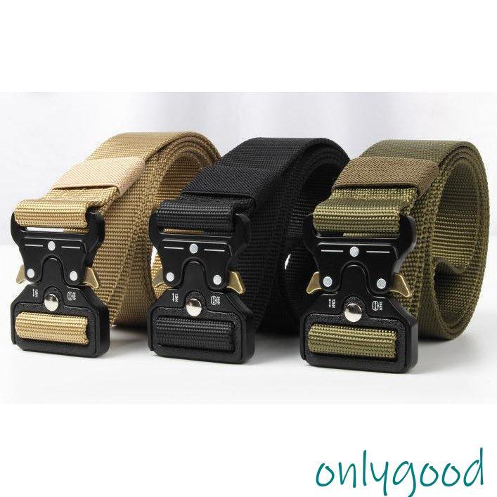 タクティカル ベルト サバゲー メンズ ナイロン ワンタッチ ミリタリー メタルバックル サバイバル 穴なし ガンベルト 迷彩 :ff103 ...
