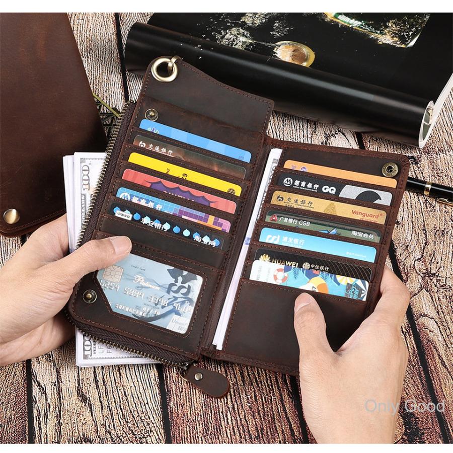 長財布 メンズ レディース 財布 レザー お札入れ 牛革 牛皮 レトロ