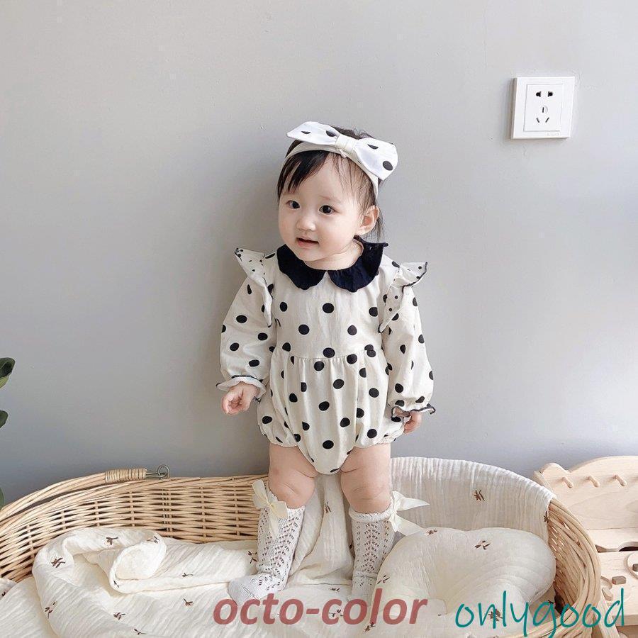 ベビー服 女の子 60 70 80 90 ロンパース ドット ヘアバンド リボン 水玉 かわいい おしゃれ 出産祝い ギフト : Only ...