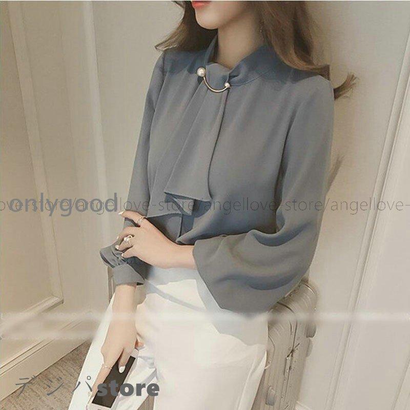 ブラウス レディース トップス ボウタイ付き パール付 シフォンブラウス シャツ とろみシャツ 春 長袖 シンプル 通勤 OL : Only Good - 通販 - Yahoo!ショッピング