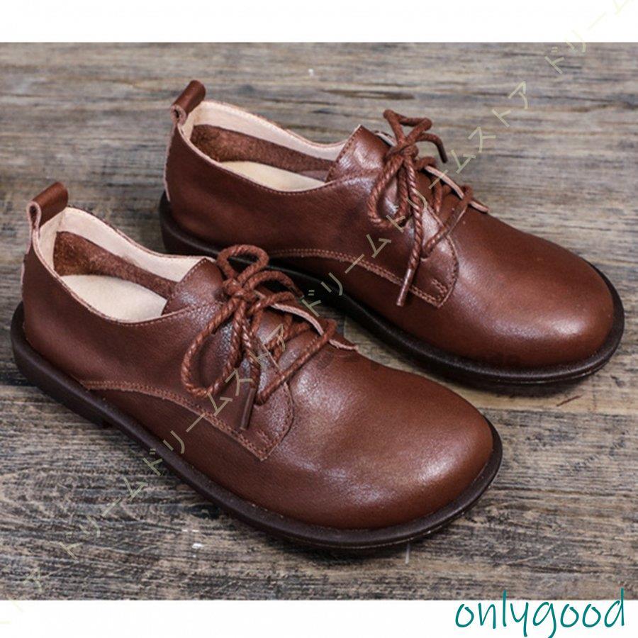 オックスフォード レディース 本革 太ヒール 通学 通勤 レースアップ