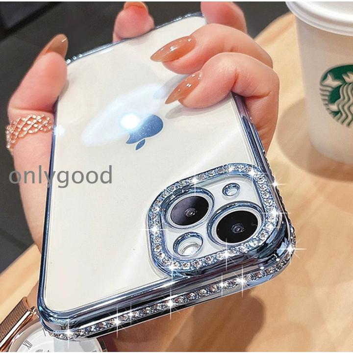 iphone 15 14 13 plus Pro Max12 Max 耐衝撃 背面 透明 ラインストーン レンズ保護 一体 スマホケース ...