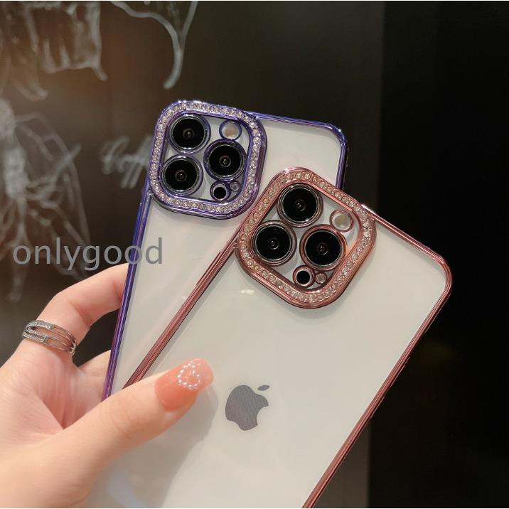 iphone 15 14 13 plus Pro Max12 Max 耐衝撃 背面 透明 ラインストーン レンズ保護 一体 スマホケース ...