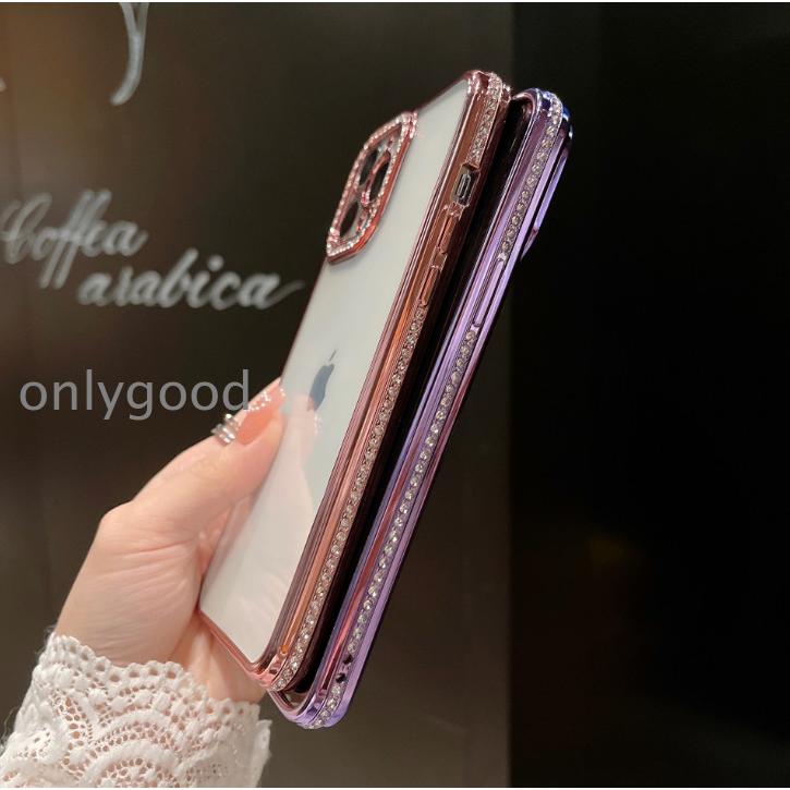 iphone 15 14 13 plus Pro Max12 Max 耐衝撃 背面 透明 ラインストーン レンズ保護 一体 スマホケース ...