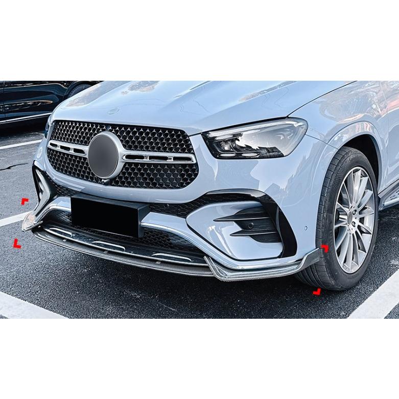 スポーティ全開♪ ベンツ カーボン ルック フロントバンパー リップ スポイラー W167 GLE300d GLE450d GLE53 GLE ...