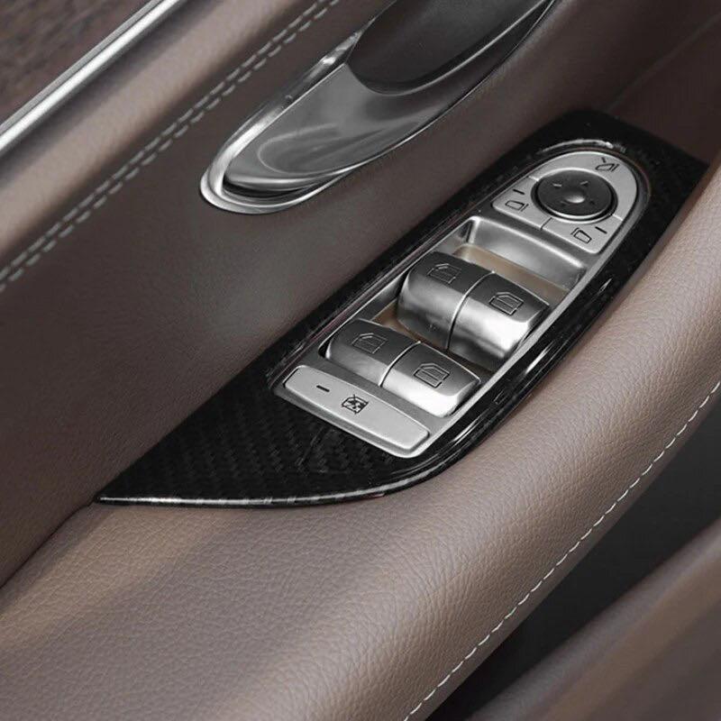スポーティ全開♪ ベンツ カーボン ルック ウインドウスイッチ パネル カバー W213 S213 E400 E450 E43 E53 E63 Eクラス セダン ワゴン 左H : オンリーワン ...