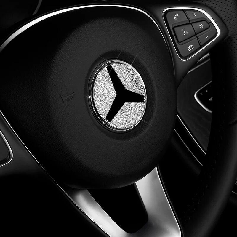 ラグジュアリー♪ ベンツ スワロフスキー ステアリング エンブレム カバー W213 E200 E220d E250 E300 E350e E400 E450 E43 E53 E63 前期 ...