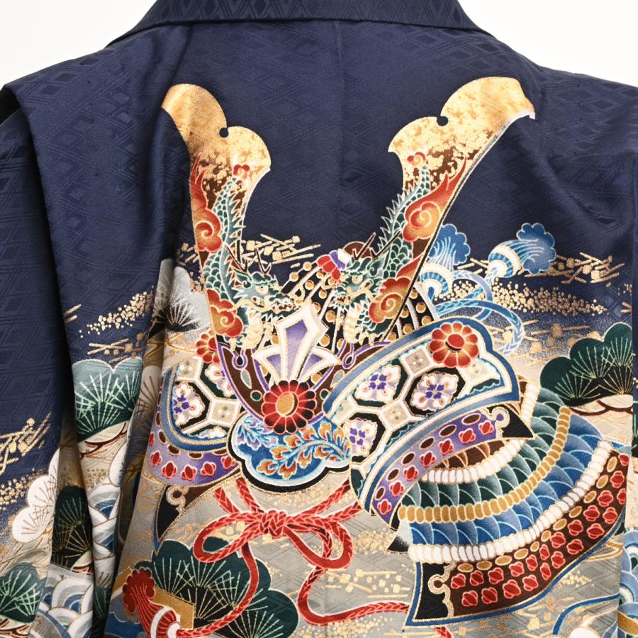 E23-0169S/男児羽織袴セット/5歳/04-601IM/陽気な天使/七五三レンタル/卒園式/男児AS/アンサンブル/紺/カブト/金/古典柄 : 京都衣裳館オンリー遊スタジオ醍醐 - 通販 ...