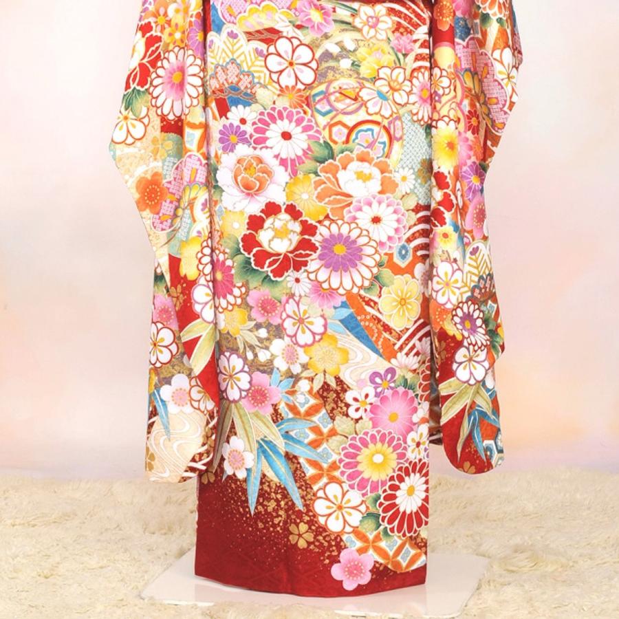 C090-BN1360-SS16/振袖セット/レンタル/20-602BN/SSサイズ/レディース/成人式/振袖/赤/古典柄/正絹/着物レンタル ...