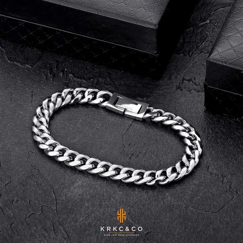 KRKC&CO 喜平ブレスレット メンズ マイアミキューバン 幅8mm ステンレス k18メッキ 4面カット ヒップホップ ラッパー B系ア : 20231231023816-00130 ...