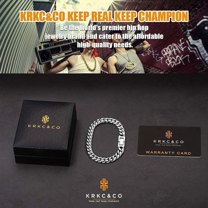 KRKC&CO 喜平ブレスレット メンズ マイアミキューバン 幅8mm ステンレス k18メッキ 4面カット ヒップホップ ラッパー B系ア : 20231231023816-00130 ...