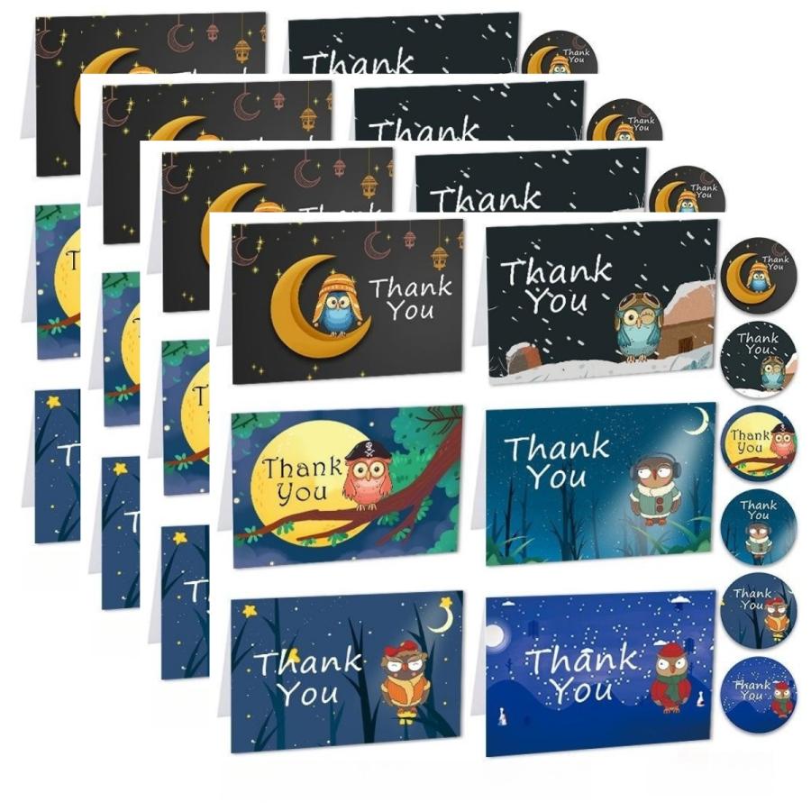 サンキューカード感謝カード 24枚セット 6種類 封筒 ステッカー付き 動物 フクロウ メッセージカード 感謝祭 感謝の日 母の日 記念日 友達 家族 職場 メルカリ : Onstar ...