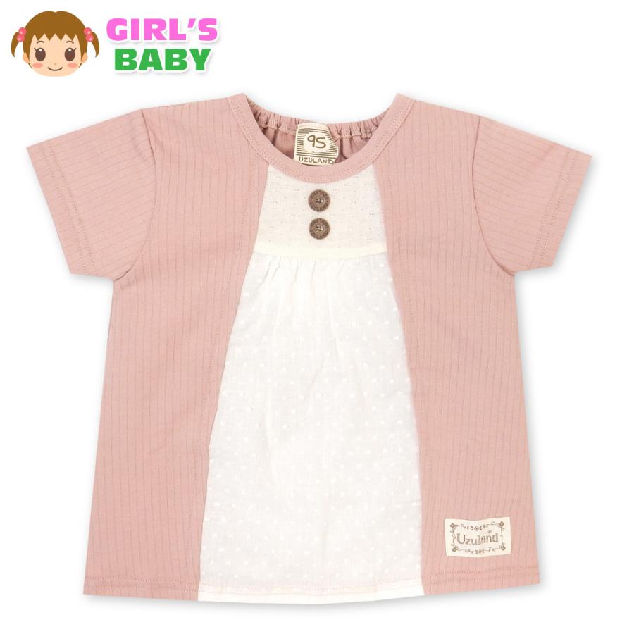 送料無料 女児 ベビー 綿混 半袖 Tシャツ 重ね着風 UZULAND ニットサッカー生地 iw-0176a メール便対応 : オンスタイル ...