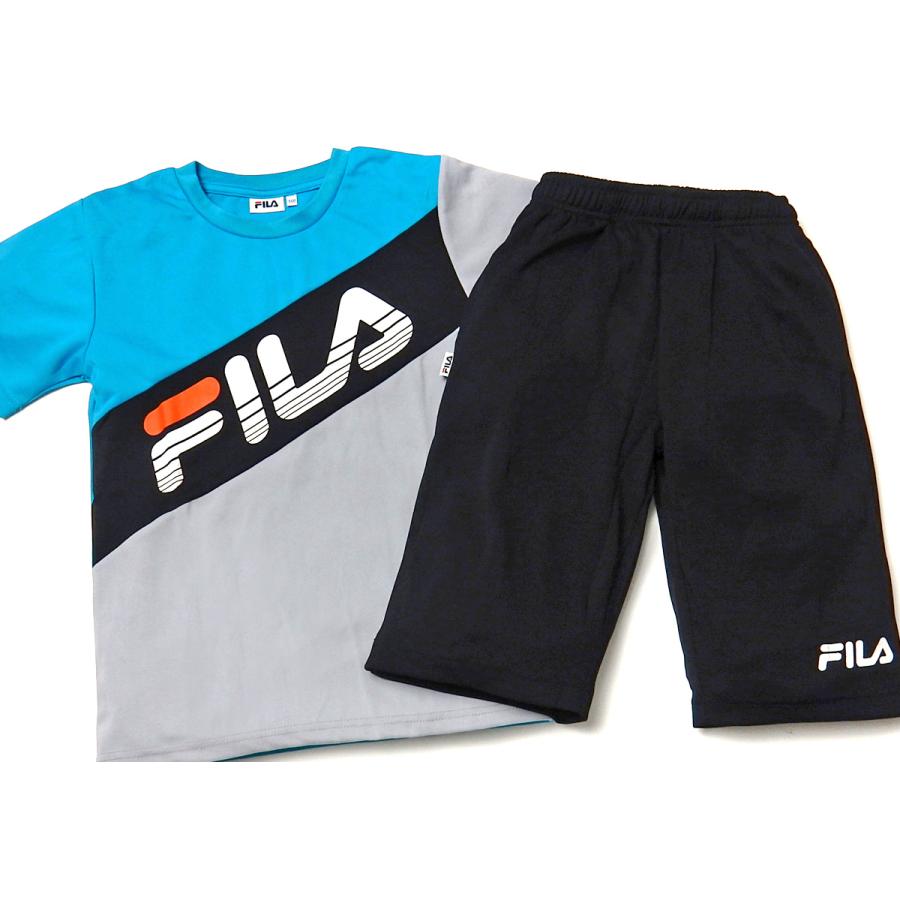送料無料 男児 ジュニア 吸汗速乾 半袖 Tシャツスーツ 上下組 FILA/フィラ ハーフパンツ ジャージ 通気性 iw-1100b-bl ...