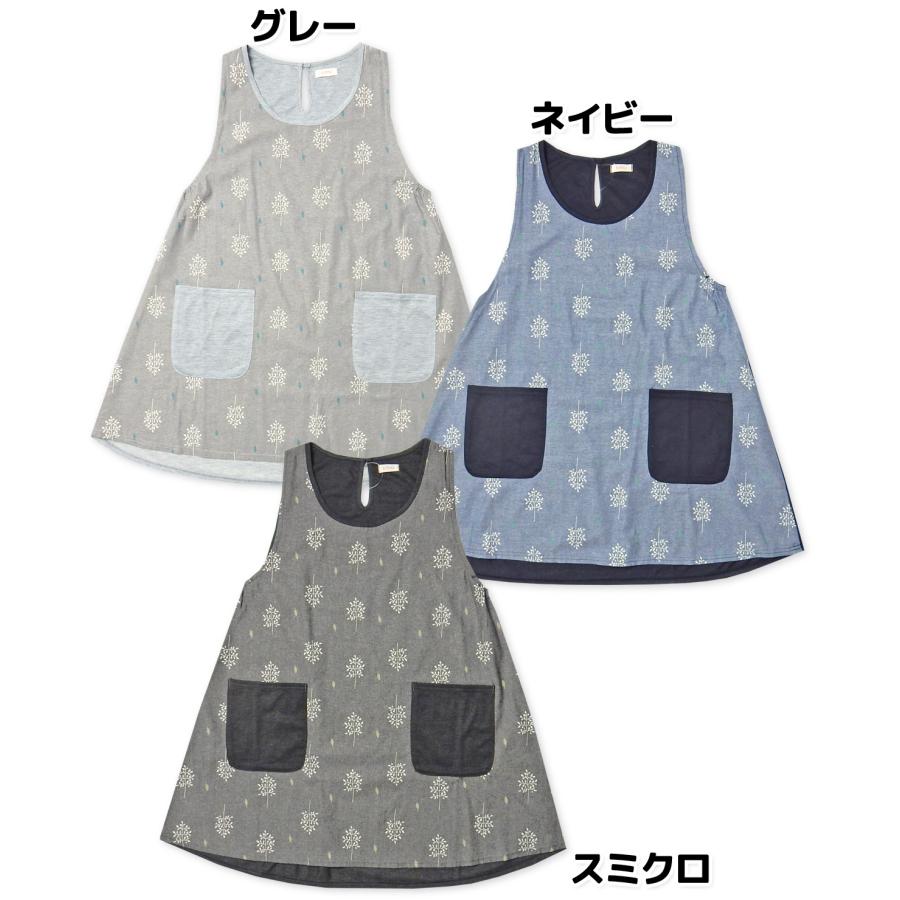 送料無料 婦人 レディース 細見え キッチン エプロン チュニック丈 北欧風柄 涙開きボタン留め ポケット付き 着やせ sl-0248 メール ...