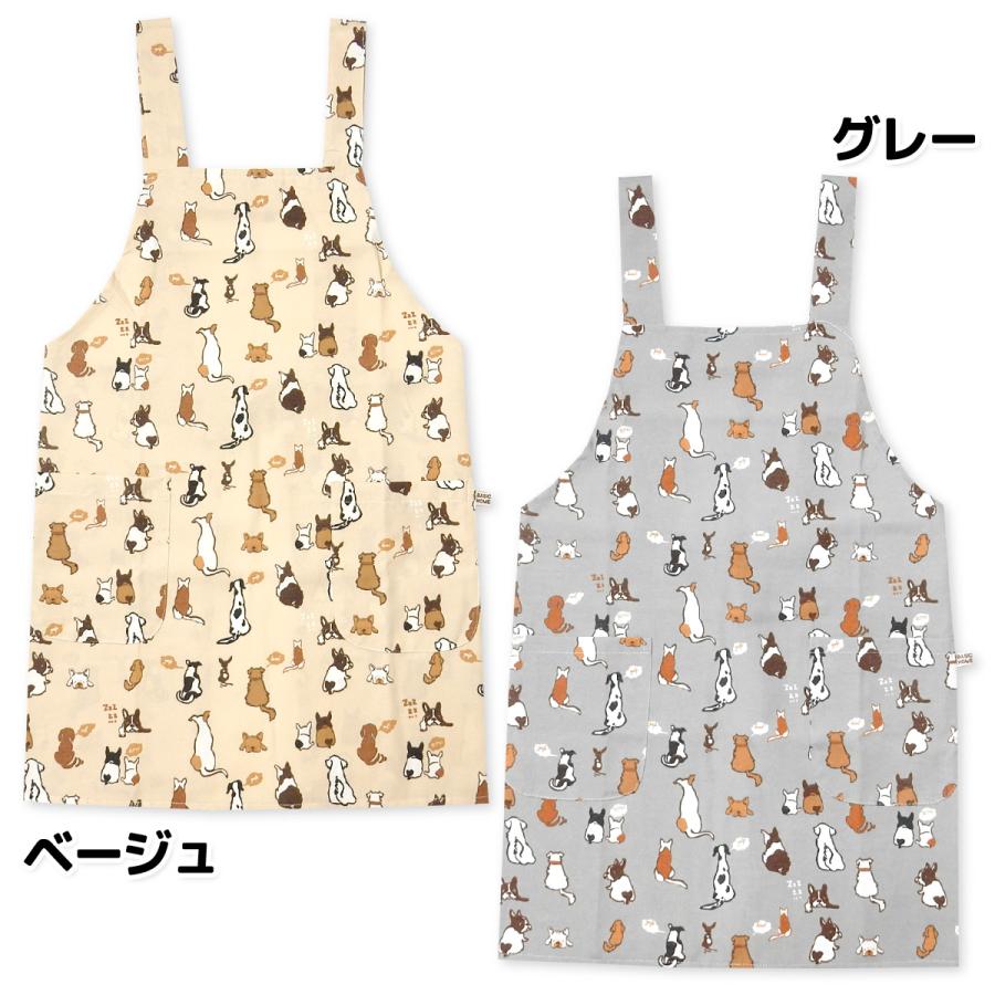 送料無料 婦人 レディース H型 エプロン 後ろボタン留め 2段階調節 いぬ柄 総柄プリント ポケット sl-0282 メール便対応 : オンスタイル - 通販 - Yahoo!ショッピング