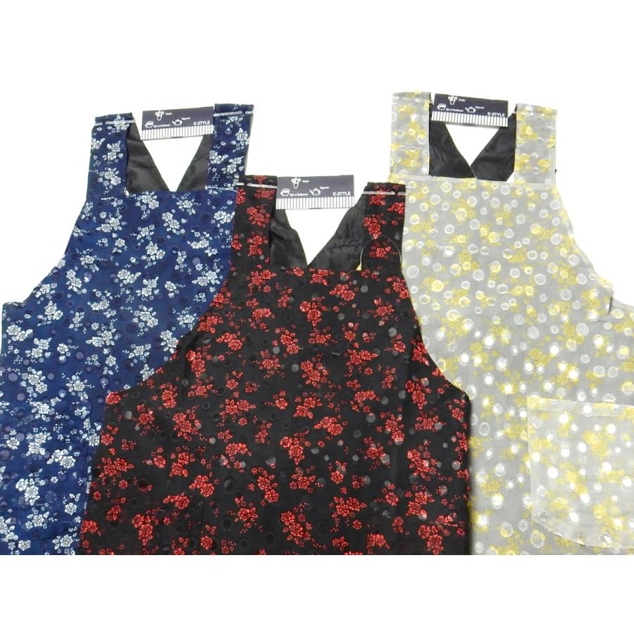 送料無料 婦人 レディース ロング丈 リバーシブル エプロン ジャガード バラ柄 無地 後ろクロスひも留め ポケット付き sl-0295 メール便対応 : オンスタイル - 通販 ...