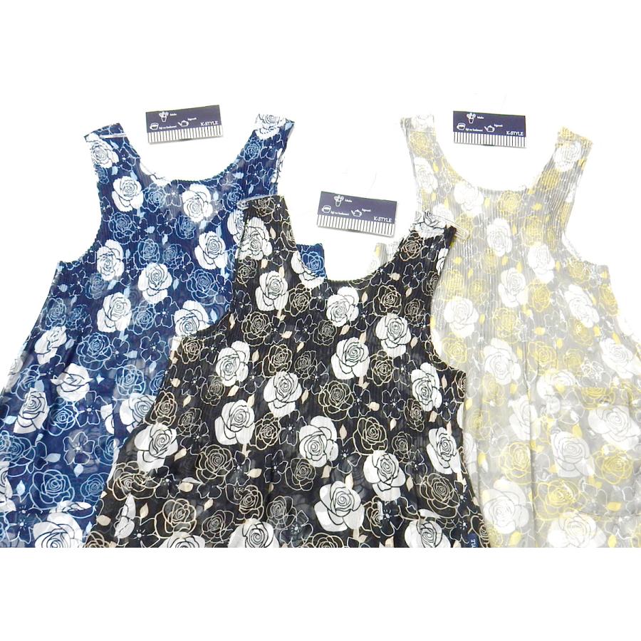 送料無料 婦人 レディース ロング丈 エプロン プリーツ加工 ジャガード バラ柄 透け感あり 後ろボタン留め ポケット付 sl-0300 ...