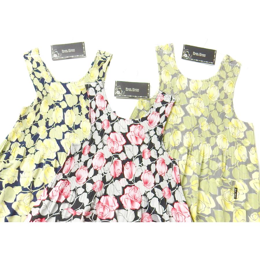 送料無料 婦人 レディース マイクロピーチ エプロン プリーツ加工 バラ柄 後ろボタン留め ポケット付き 軽量 sl-0409 メール便対応 ...