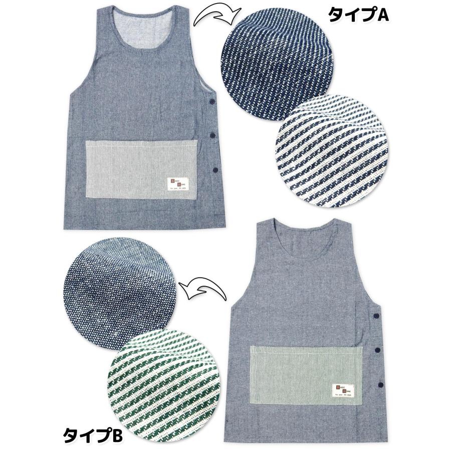 送料無料 婦人 レディース ボックス型 エプロン サイドボタン留め デニム ヒッコリー ポケット付き sl-0452 メール便対応 : sl ...