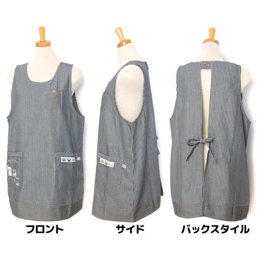 送料無料 婦人 レディース ラン型 エプロン 後ろボタン＆ひも留め 柄切替 いぬモチーフ ポケット付き sl-0566 メール便対応 : オンスタイル - 通販 - Yahoo!ショッピング