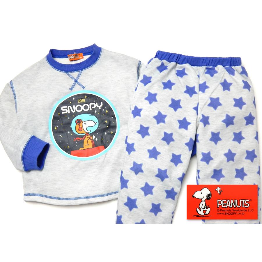 送料無料 男児 キッズ ダンボールニット 長袖 パジャマ SNOOPY/スヌーピー 上下組 プリント 星柄 td-0209k メール便対応 ...