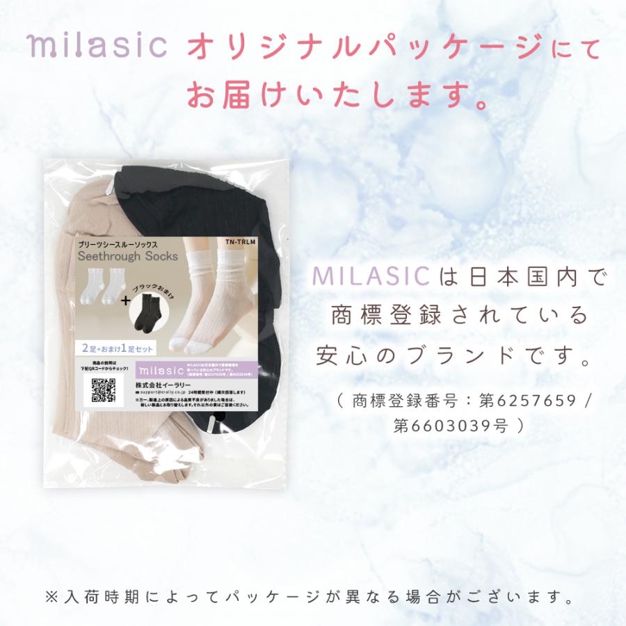 【MILASIC公式】シースルー ソックス 2足+1枚おまけ プリーツソックス オケージョン 靴下 サンダル用 無地 ベーシック カラー シアー レディース 春 夏 ブラック : mitas ...