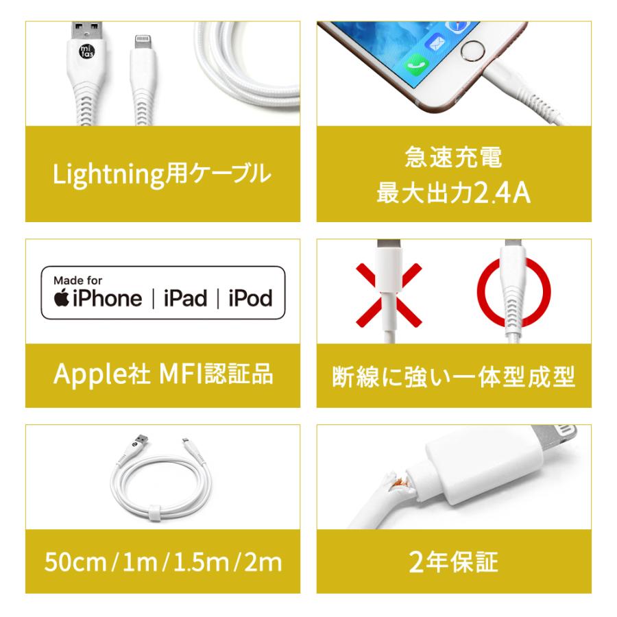 mitas 長さが選べる2個セット ライトニングケーブル iPhone mitas 長さが選べる2個セット ライトニングケーブル iPhone