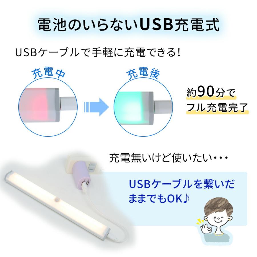 mitas 充電式 LED センサーライト 防災グッズ LEDライト USB USB充電 屋内 20灯 20球 スリム LED防犯センサーライト LEDセンサーライト 自動消灯 人感センサー ...