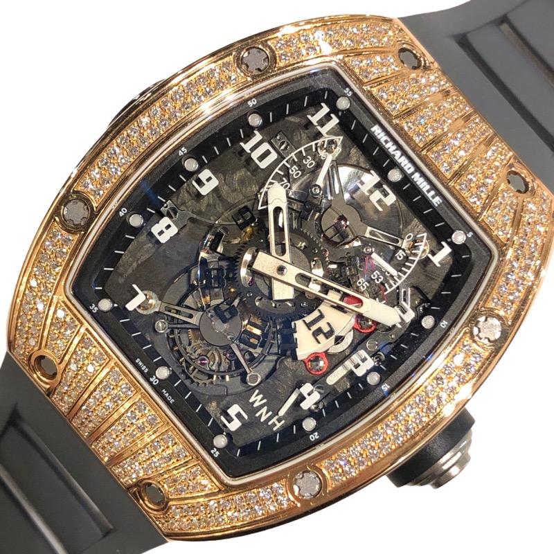 リシャール・ミル RICHARD MILLE トゥールビヨン デュアルタイムゾーン RM003 ブラック K18PG/ラバーベルト 腕時計 ...